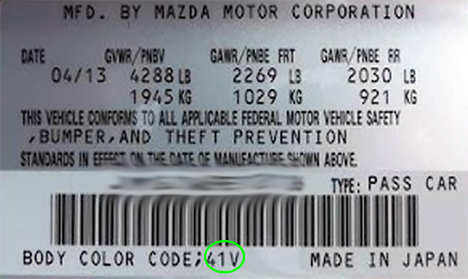 Mazda Touch Up Paint & Pens | Mazda Paint Colour Code By Registration